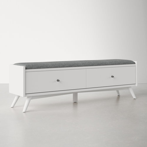 Allmodern Williams Upholstered Wood Drawer Storage Bench And Reviews